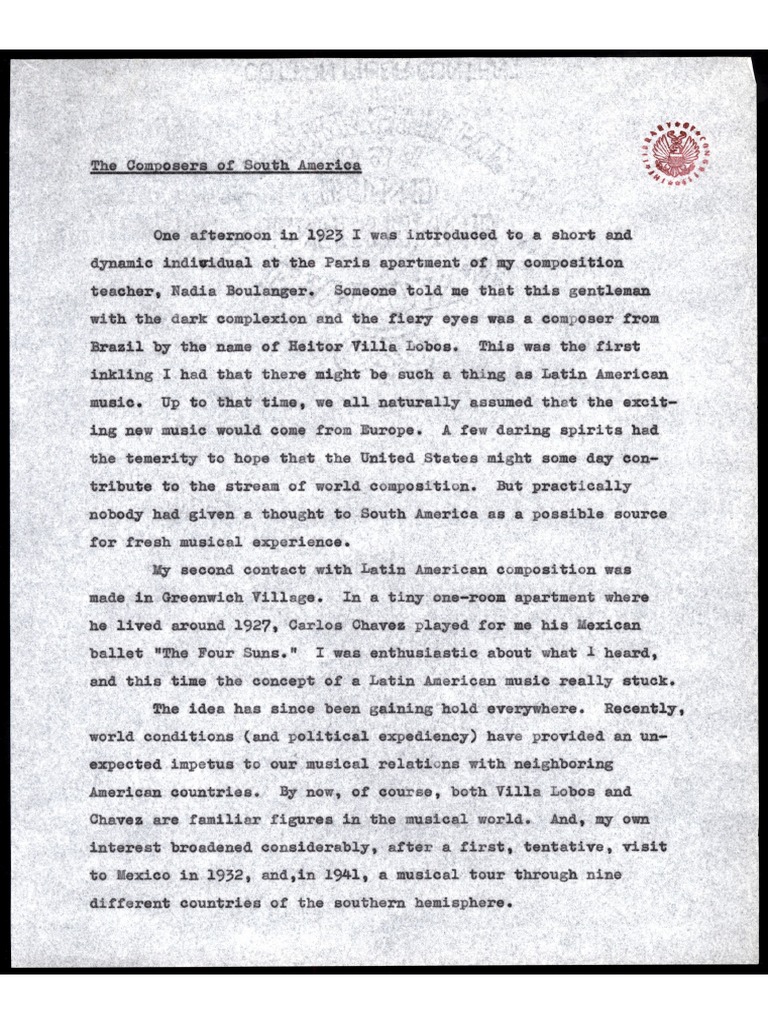 Copland, A. - The Composers of South America | PDF