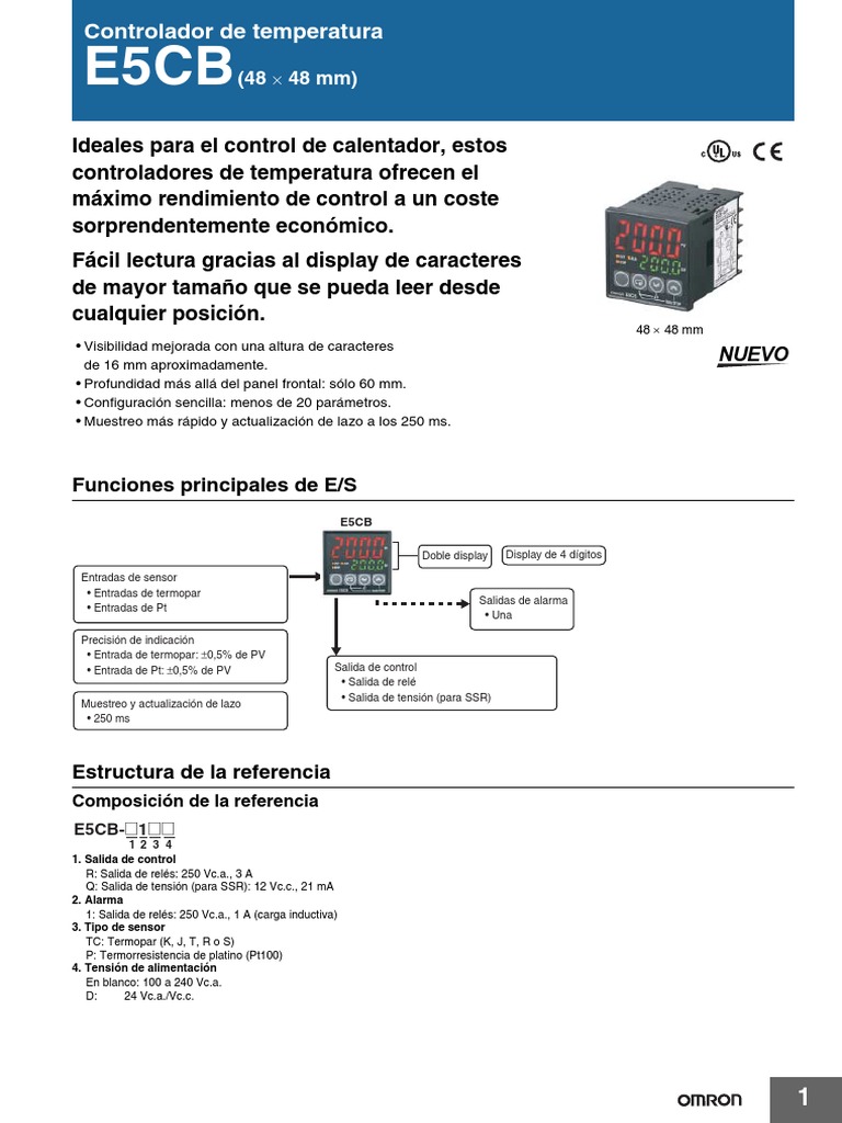 H09e E5cb Temperature Controller Datasheet Es | PDF | USB | Par termoeléctrico