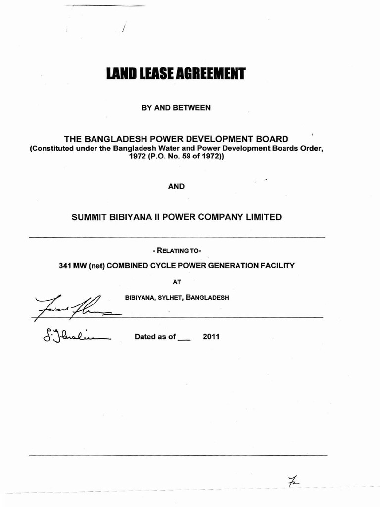 Land Lease Agreement for Power Plant | PDF | Easement | Lease