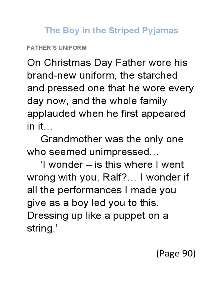 The Boy in The Striped Pyjamas (Chapters 7-8) | PDF