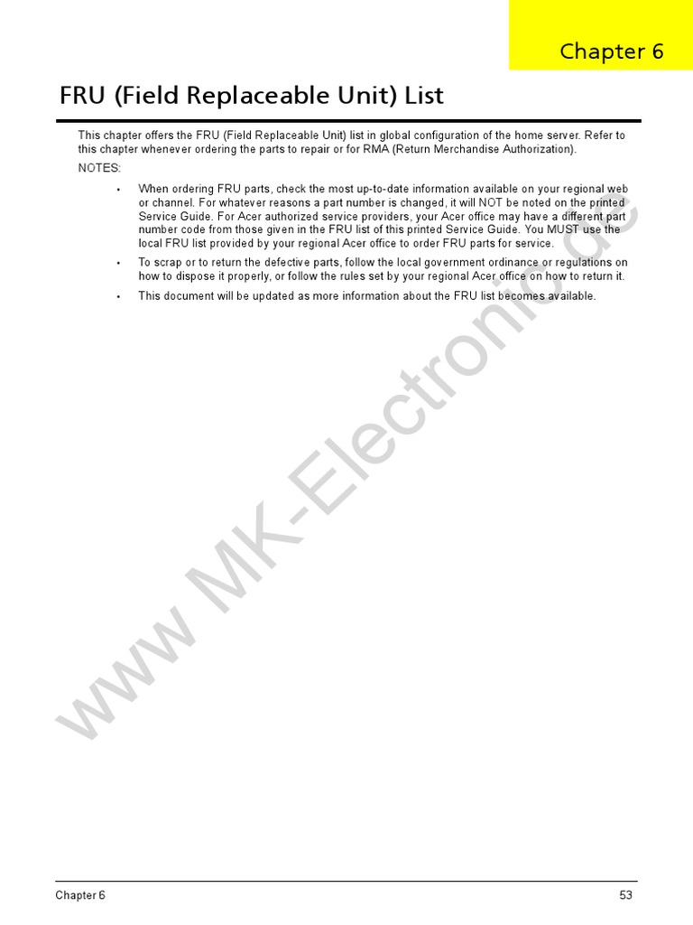 FRU (Field Replaceable Unit) List | PDF | Hard Disk Drive | Electrical ...