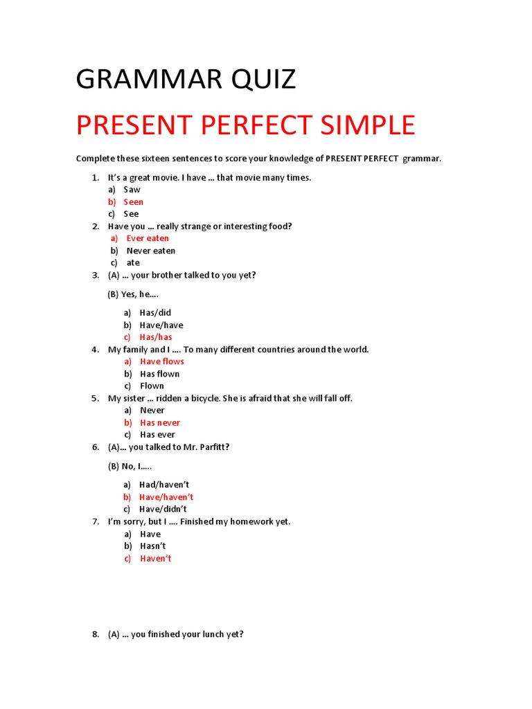 Present Perfect Simple | PDF