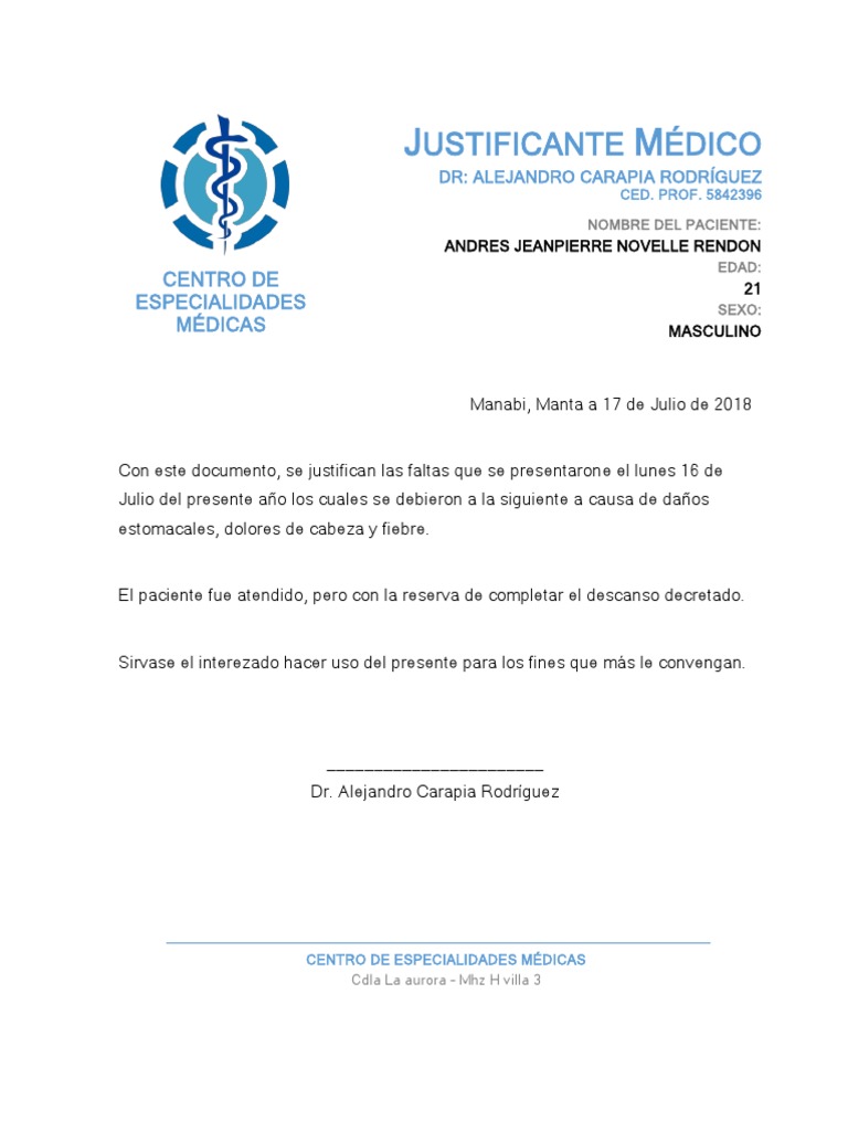 Justificante Médico por Enfermedad | PDF