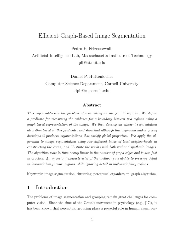 Efficient Graph-Based Image Segmentation | PDF