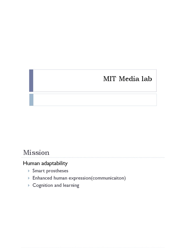 MIT Media Lab | PDF | Computers