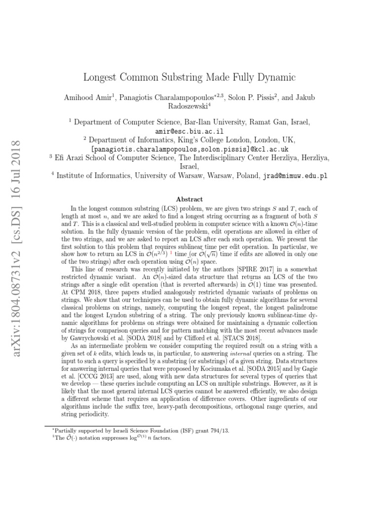 Longest Common String PDF String Computer Science Formalism