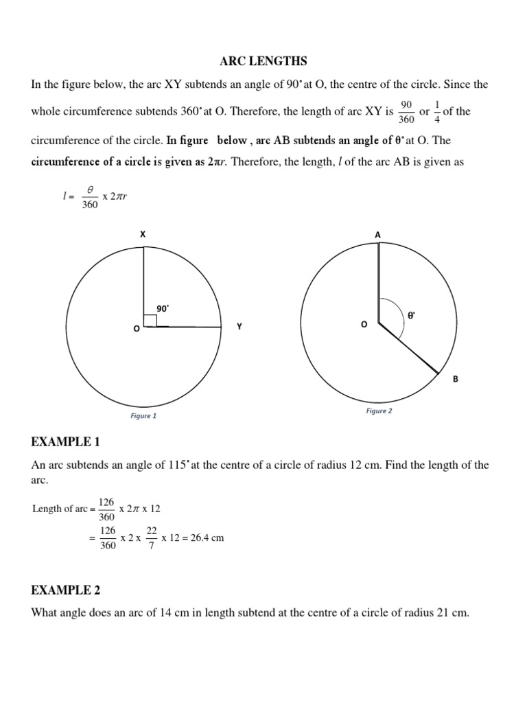 Arc Lengths and Area of Sectors | PDF | Angle | Area