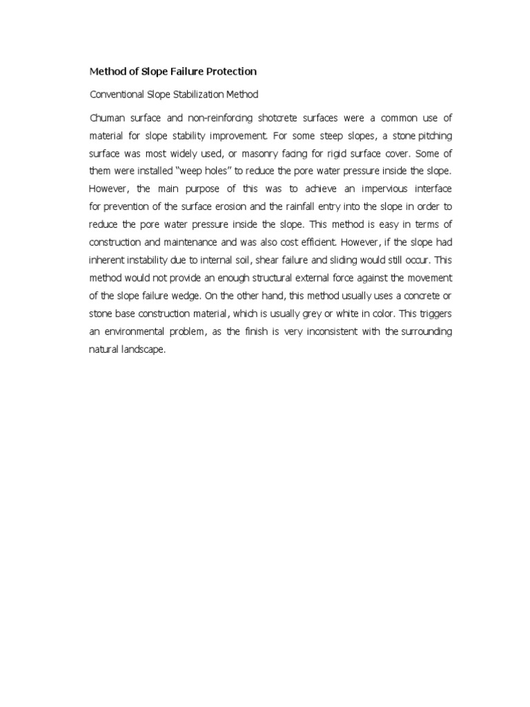 Method For Slope Failure Protection | PDF | Home & Garden