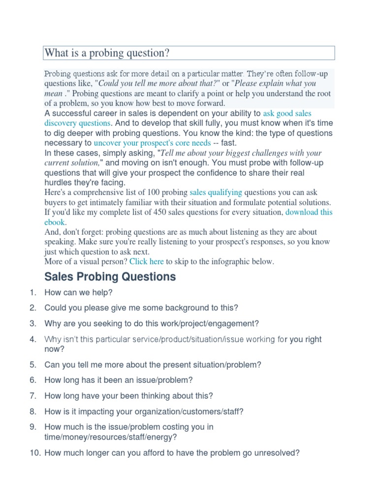 What Is A Probing Question | PDF | Job Interview | Sales