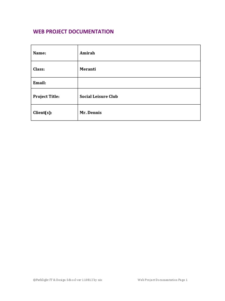 Web Project Documentation: Name: Amirah | Download Free PDF | Software ...