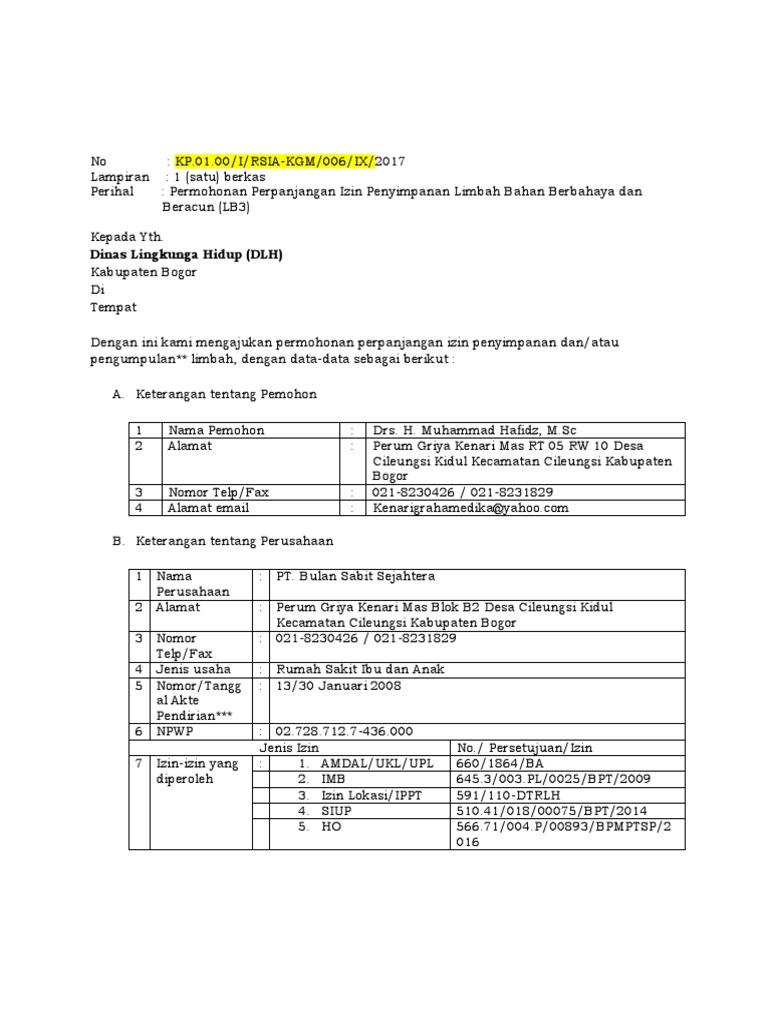 Surat Permohonan TPS LB3 | PDF