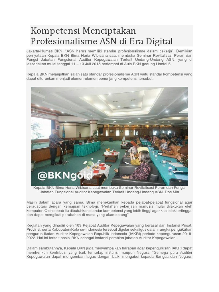 Mewujudkan Profesionalisme ASN Digital | PDF