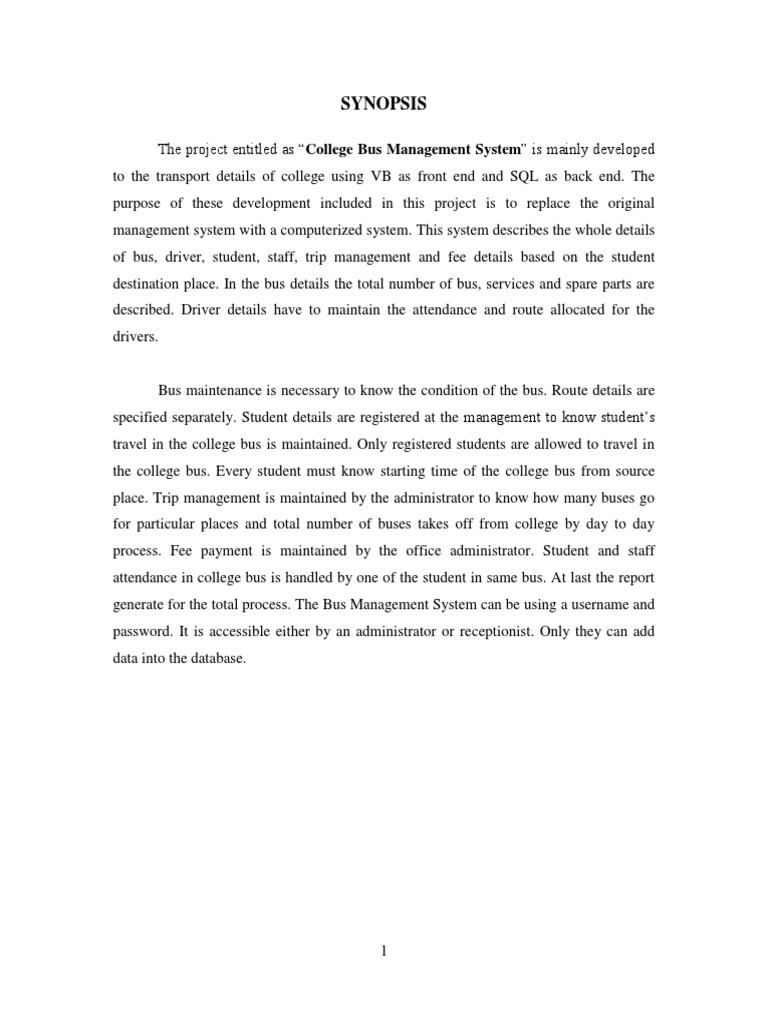 College Bus Transport Management System 2018 | PDF | .Net Framework | Databases