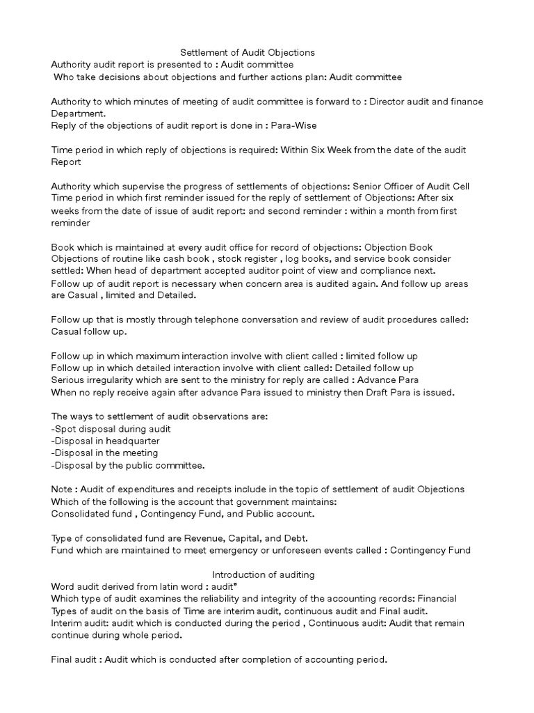 Audit Objection | PDF | Financial Audit | Audit