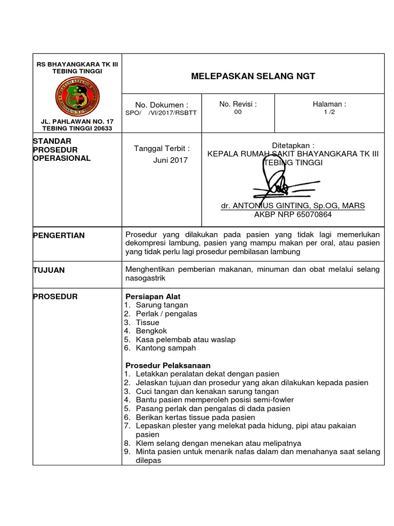 Melepas Selang NGT | PDF