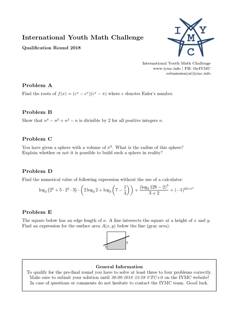 IYMC Qualification Round 2018 PDF | PDF