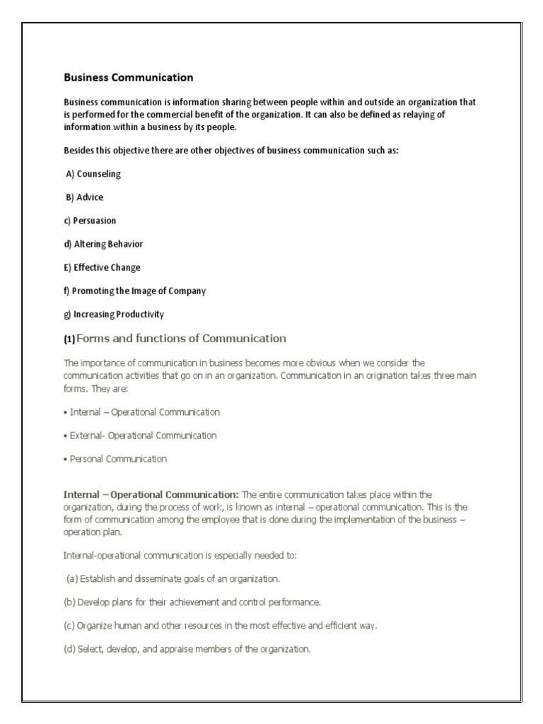 Business Communication: Forms and Functions of Communication | PDF ...