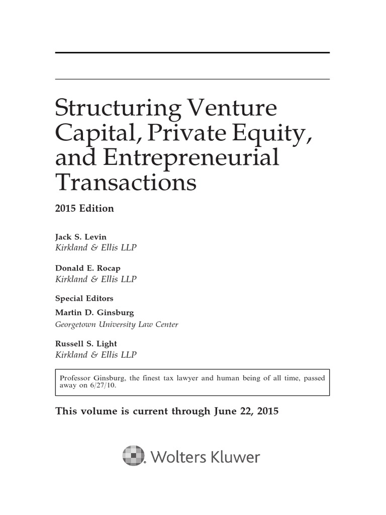 Structuring Venture Capital, Private Equity, and Entrepreneurial Transactions | PDF | Limited ...