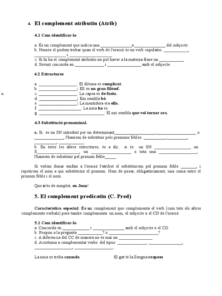 Explicació Complements Verbals II | PDF