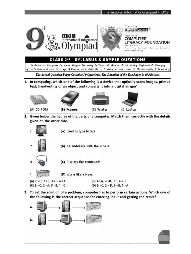 Class 2 Syllabus & Sample Questions | PDF | Image Scanner | Disk Storage