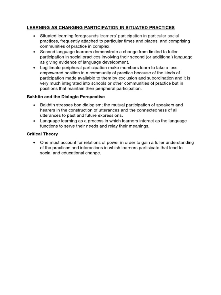 Situated Learning and Language Development | PDF | Language Arts ...