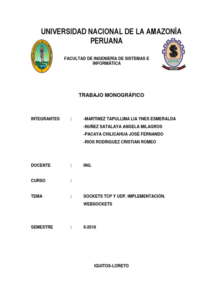 SOCKETS TCP Y UDP. Implementacion. WebSockets | PDF | Zócalo de red | Protocolos de internet