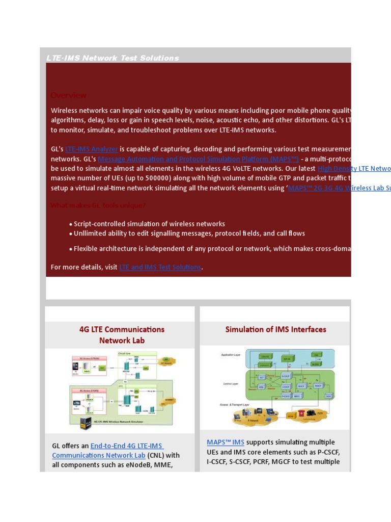 LTE-IMS Network Test Solutions | PDF | Ip Multimedia Subsystem | Mobile ...