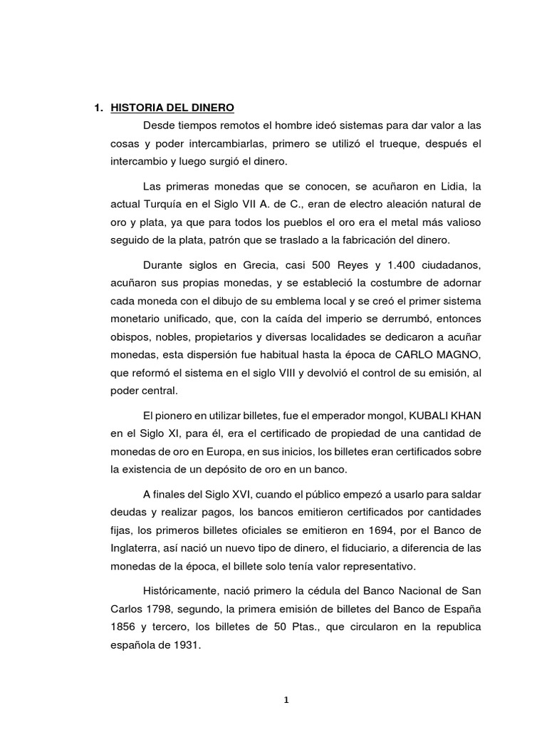 Historia Del Dinero 2 | PDF | Monedas | Billete de banco