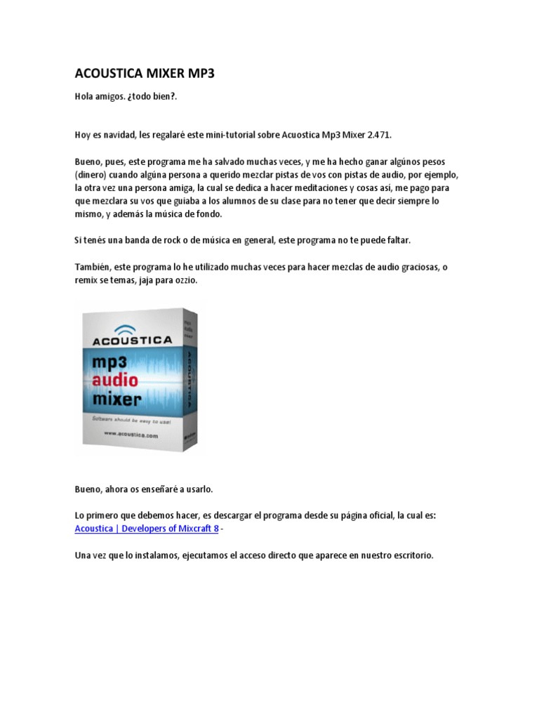 Acoustica Mixer Mp3 | PDF | Mp3 | Sonido