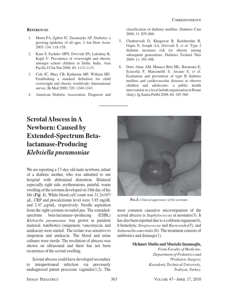 Scrotal Abscess in A Newborn: Caused by Extended-Spectrum Beta ...