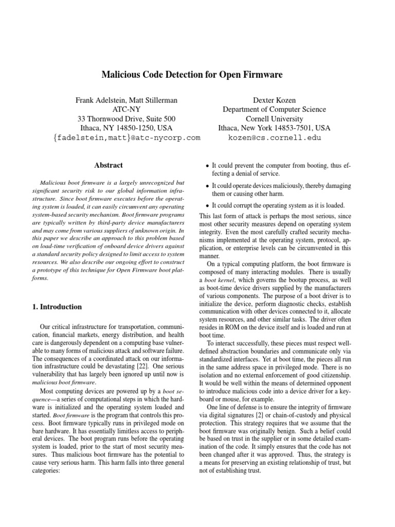 Malicious Code Detection For Open Firmware | PDF | Java Virtual Machine ...