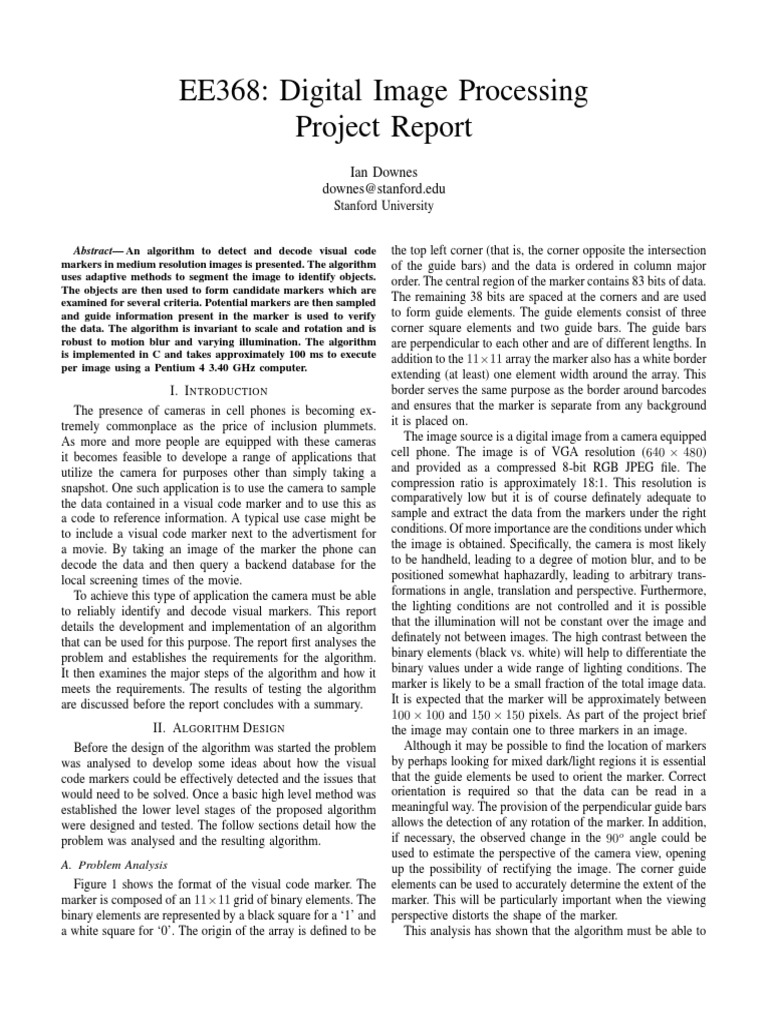 Digital Image Processing Project Report PDF | PDF | Algorithms | Data ...