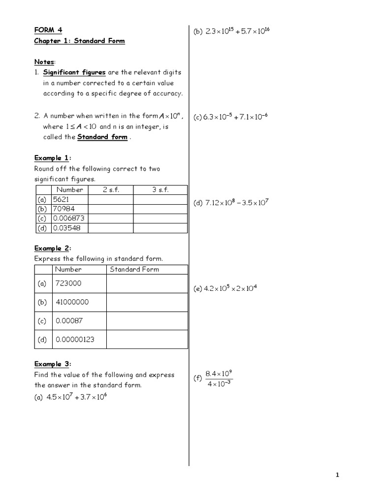 Standard Form and Significant Figures | PDF | Teaching Methods & Materials