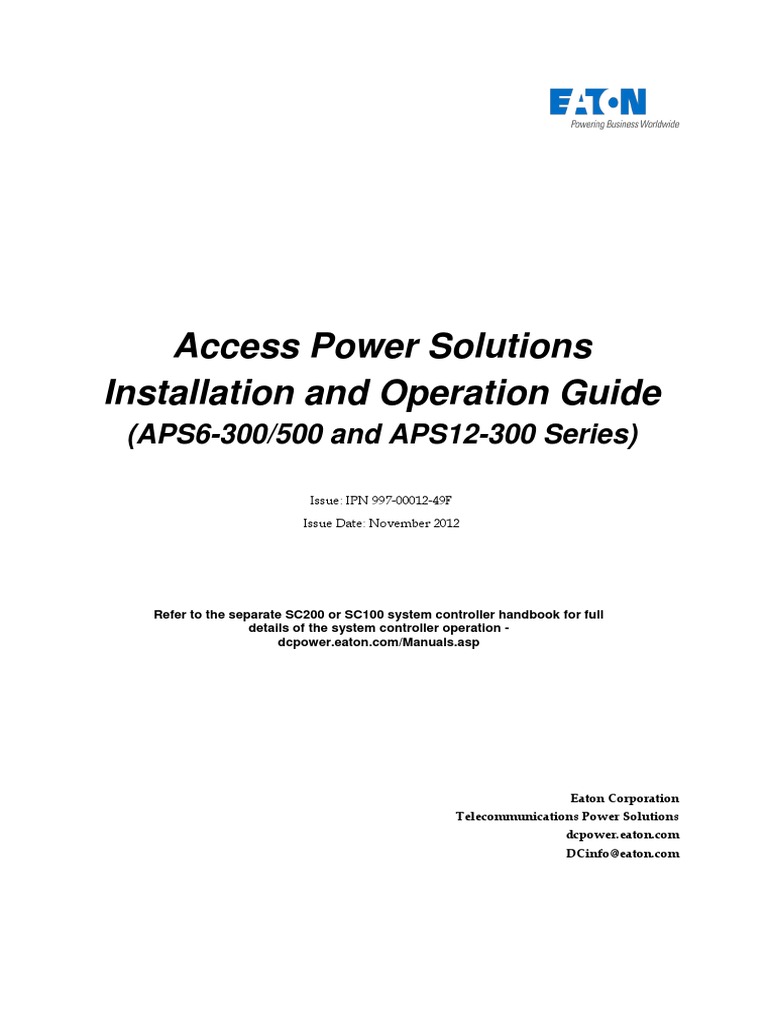 Access Power Solutions Installation and Operation Guide: (APS6-300/500 ...