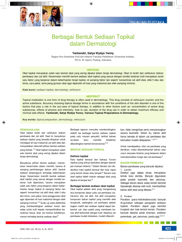 Berbagai Bentuk Sediaan Topikal Dalam Dermatologi | PDF
