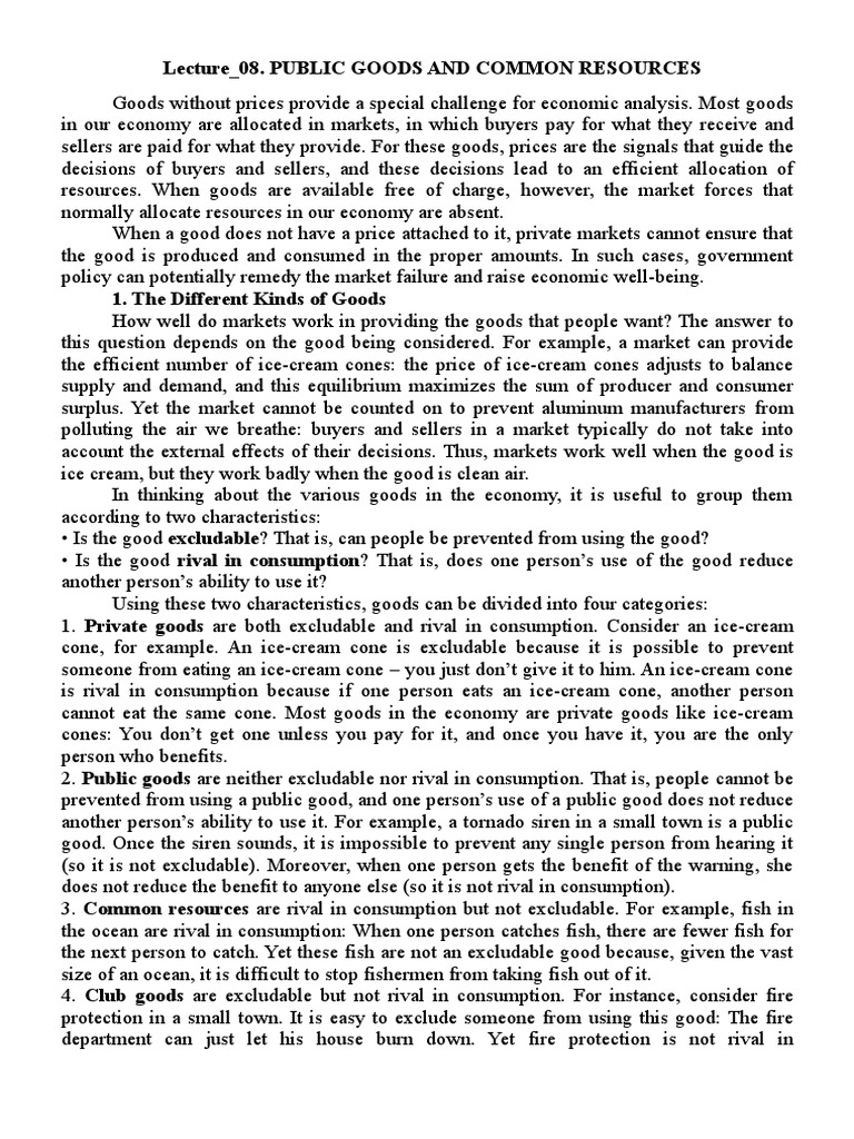 Micro2 Lec 08 Handout | PDF | Public Good | Poverty