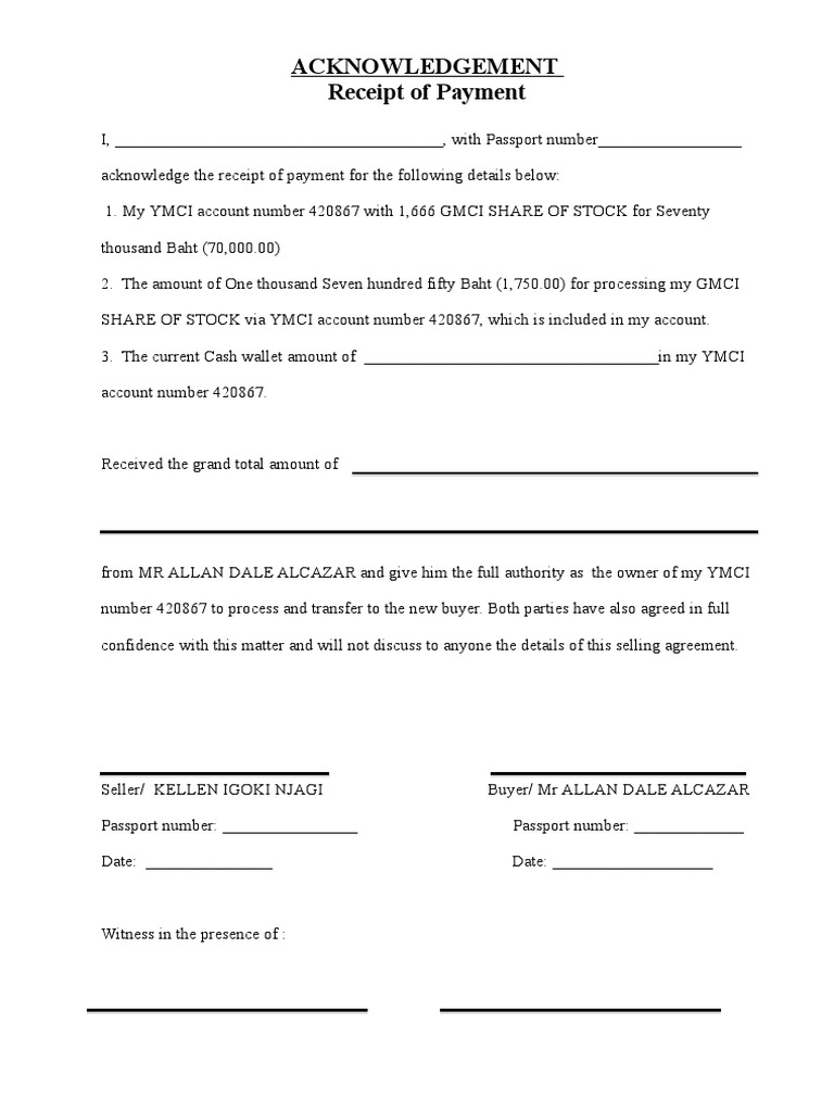 ACKNOWLEDGEMENT OF Payment | PDF | Business | Law
