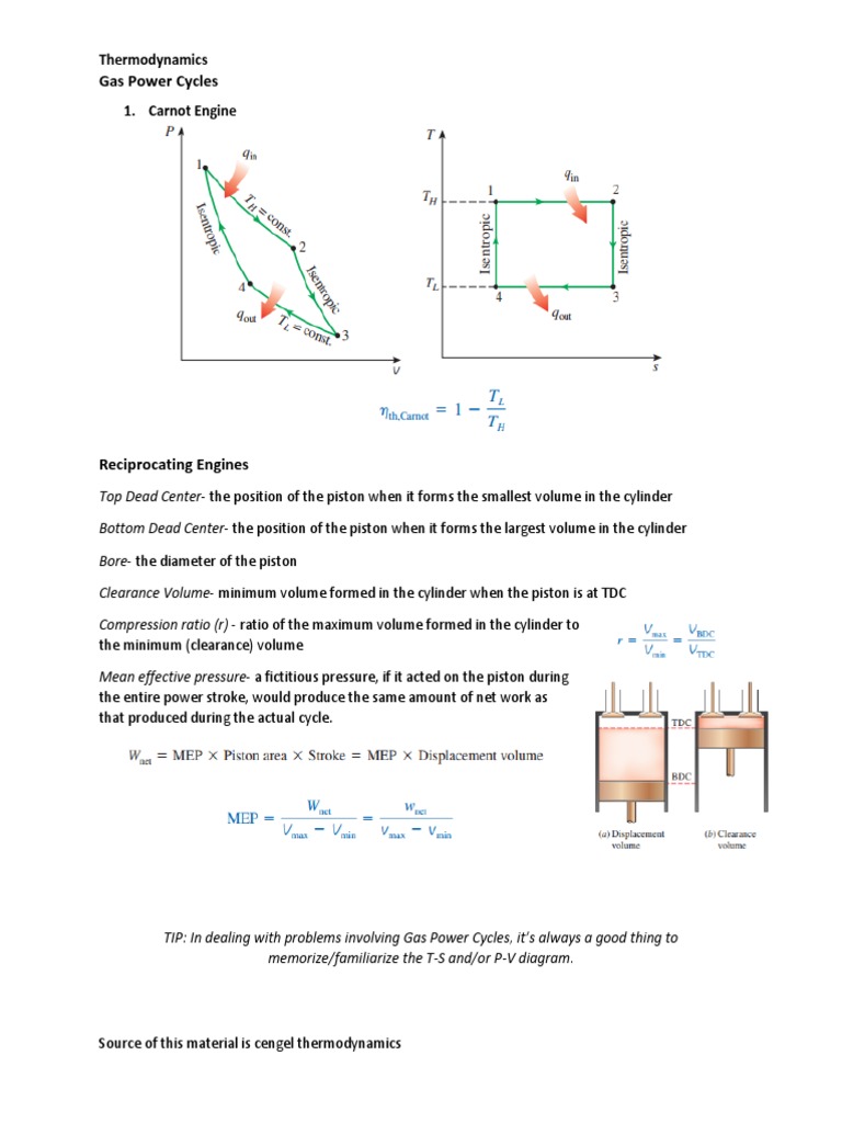 Gas Power Cycles in Thermodynamics | PDF | Teaching Methods & Materials ...