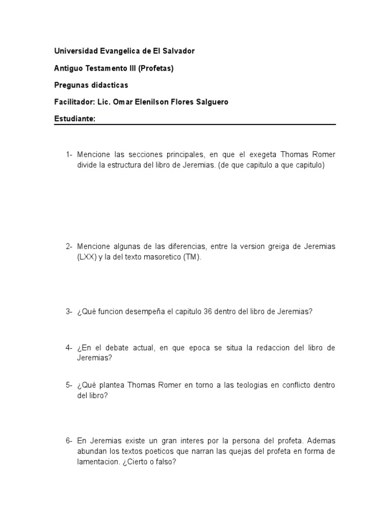 Preguntas Jeremias | PDF