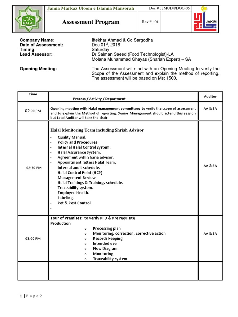 Halal-Audit-Plan-jmuim2018-19.pdf | Business | Religion & Spirituality