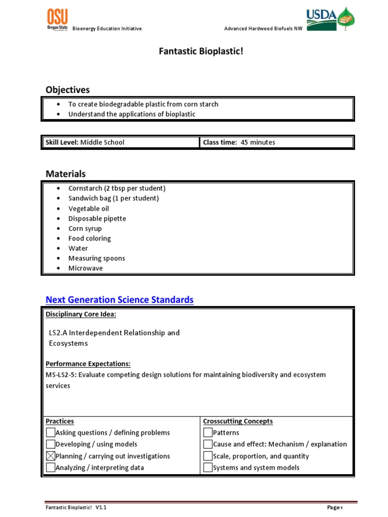 Biodegradable Plastic Project for Students | PDF | Biodegradation ...
