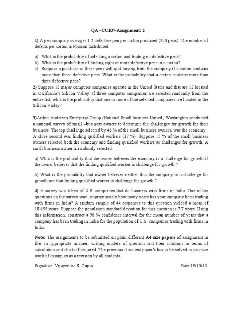 QA Assignment | Download Free PDF | Mean | Small Business