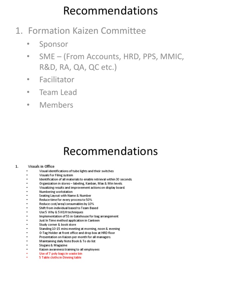 Formation Kaizen Committee | PDF