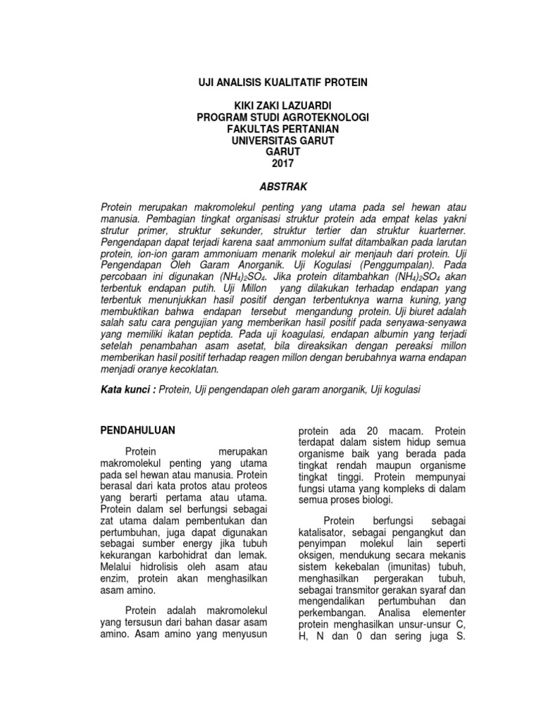 Jurnal Uji Analisis Protein | PDF
