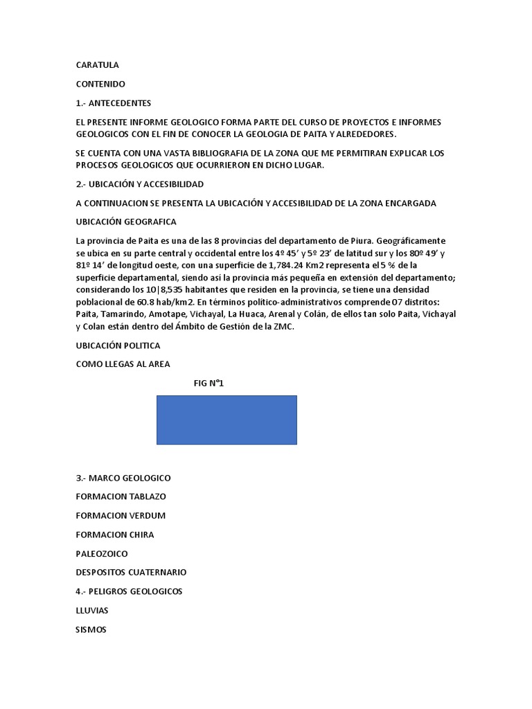 Informe Geológico de Paita | PDF | Ciencia y matemáticas