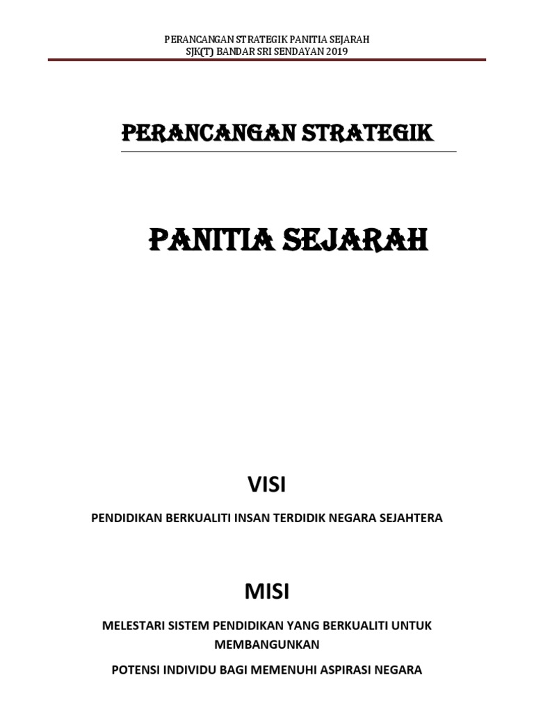 Perancangan Strategik 2019 Panitia Sejarah | PDF