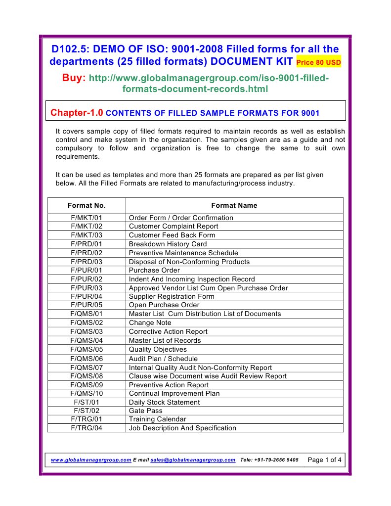 ISO 9001 Document Kit Overview | PDF | Quality Management System | Iso 9000