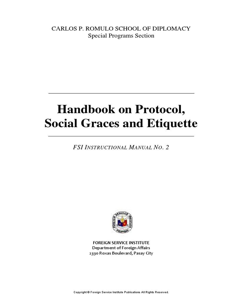 Handbook On Protocol | PDF | Diplomatic Rank | United States Foreign ...