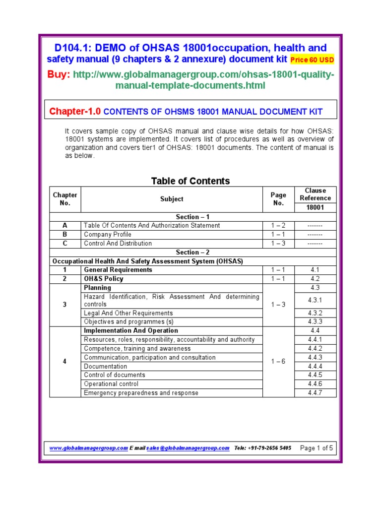 Ohsas 18001 Manual | PDF | Regulatory Compliance | Audit