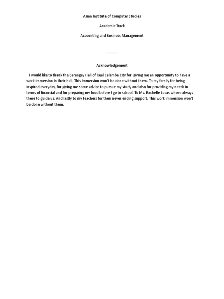 Acknowledgement | Download Free PDF | Learning | Curriculum